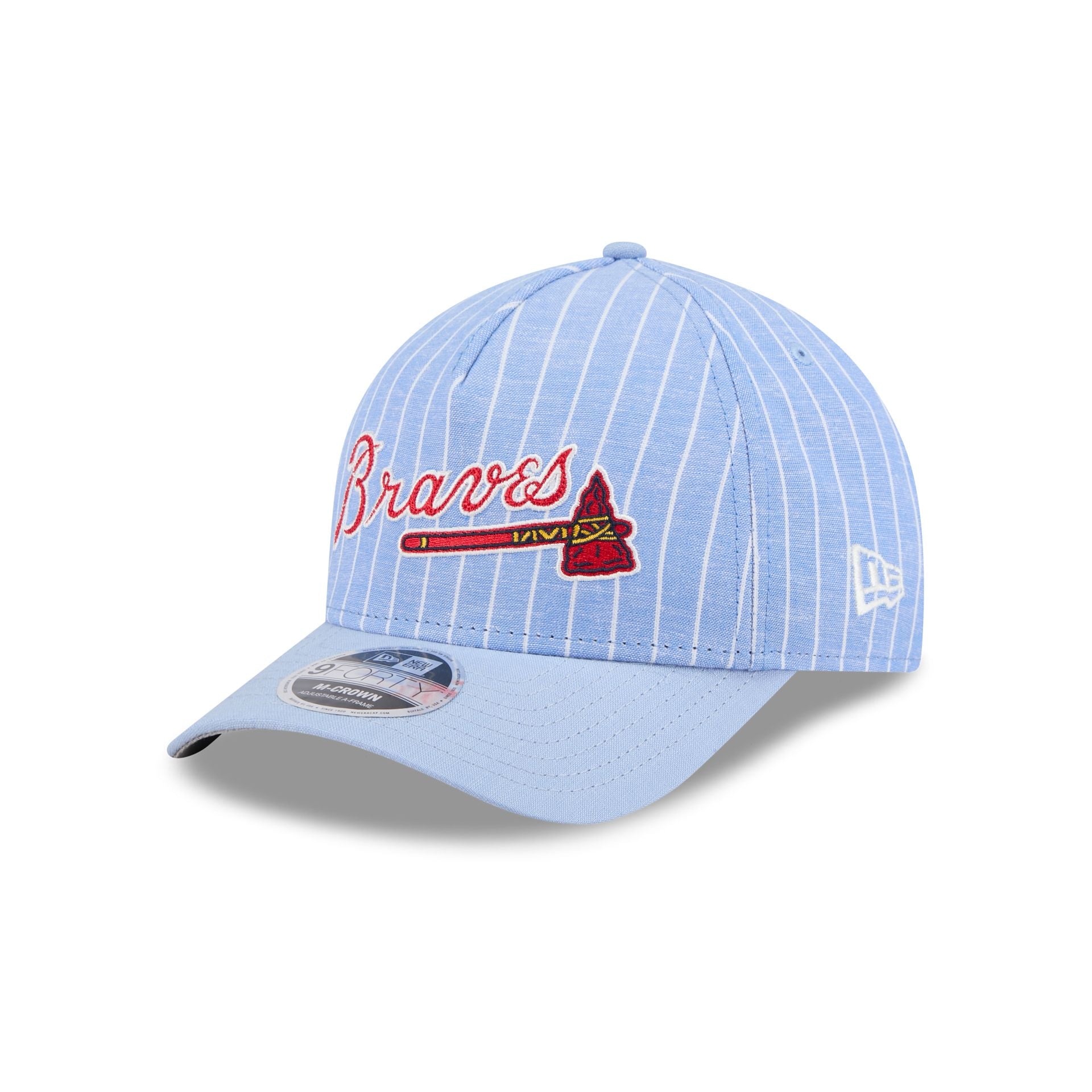 Atlanta Braves Pinstripe Linen 9FORTY M-Crown A-Frame Snapback Hat ...