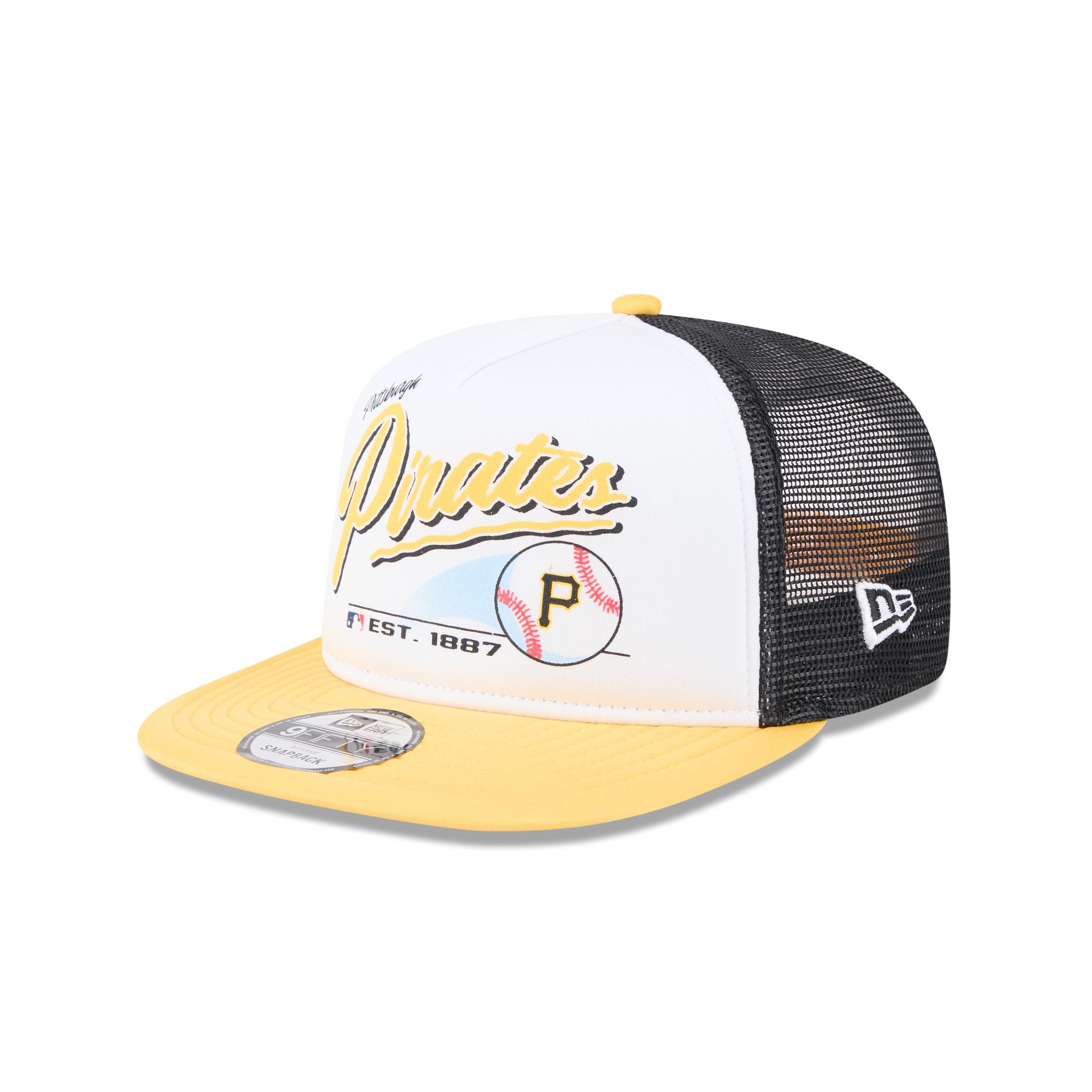 Pittsburgh Pirates Retro Script 9FIFTY A-Frame Trucker Hat – New Era Cap