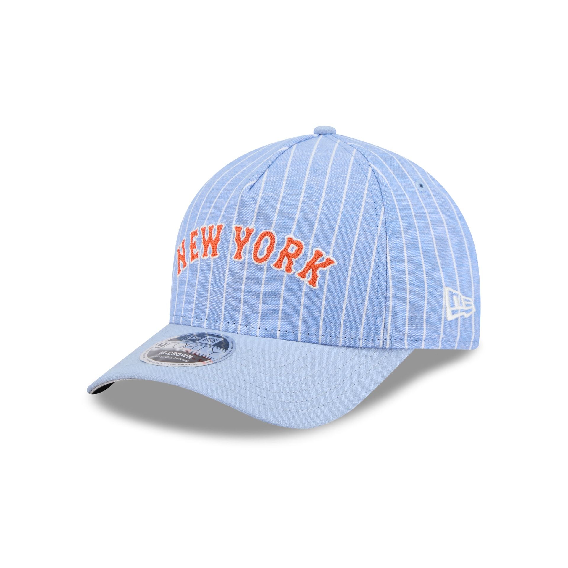 New York Mets Pinstripe Linen 9FORTY M-Crown A-Frame Snapback Hat – New ...