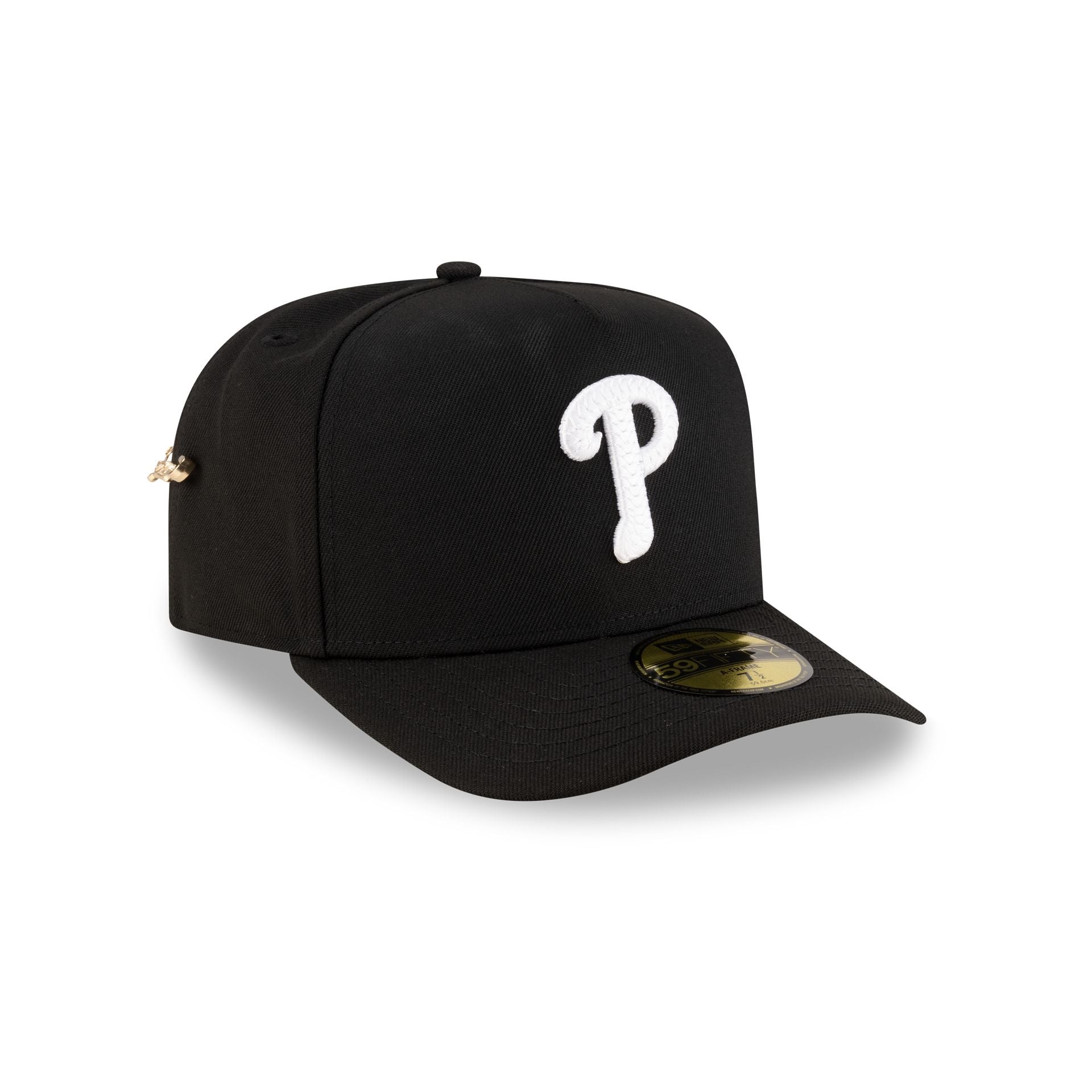Philadelphia Phillies Black Script Safety Pin 59FIFTY A-Frame Fitted H ...