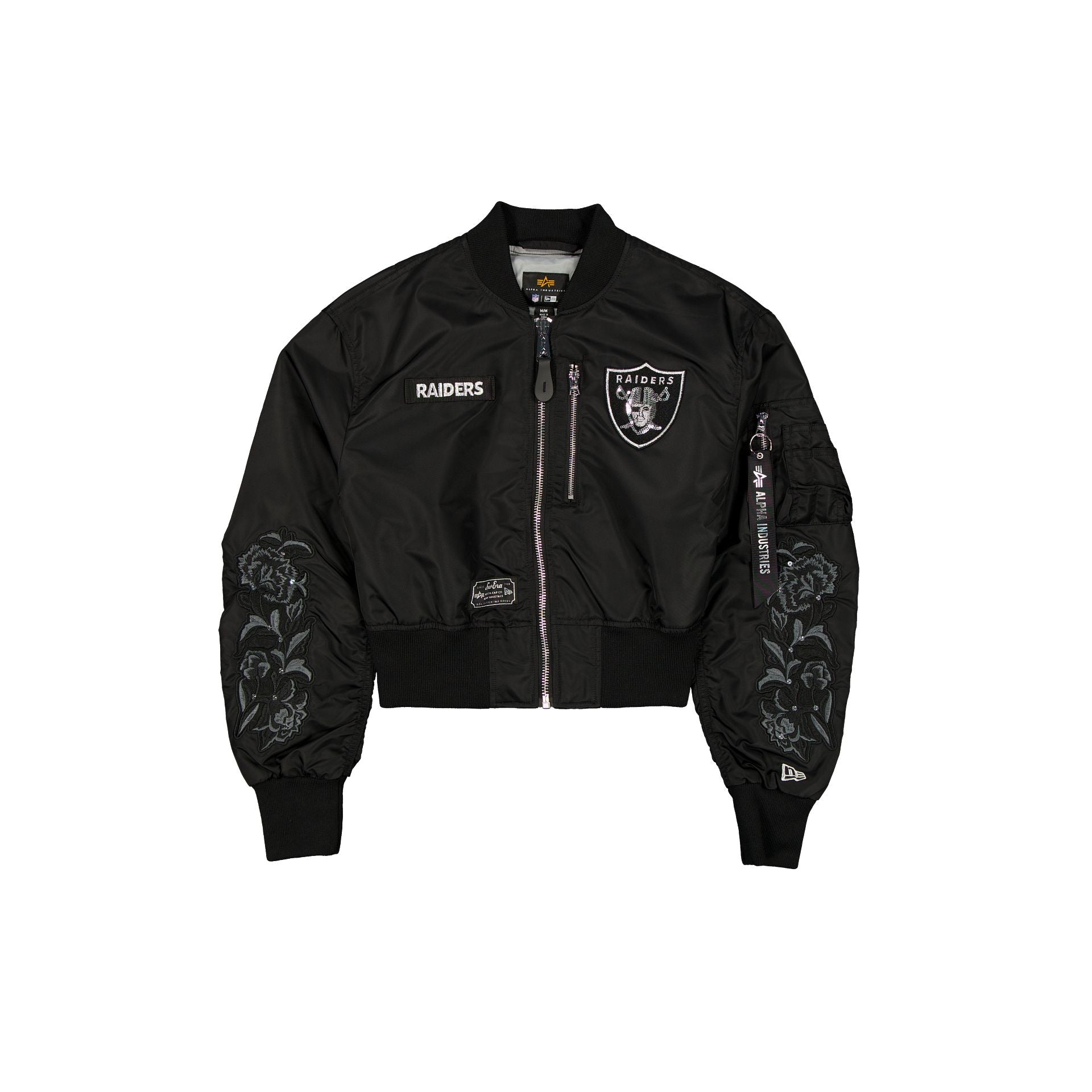 Alpha Industries x Las Vegas Raiders Black and Silver Women's Cropped ...