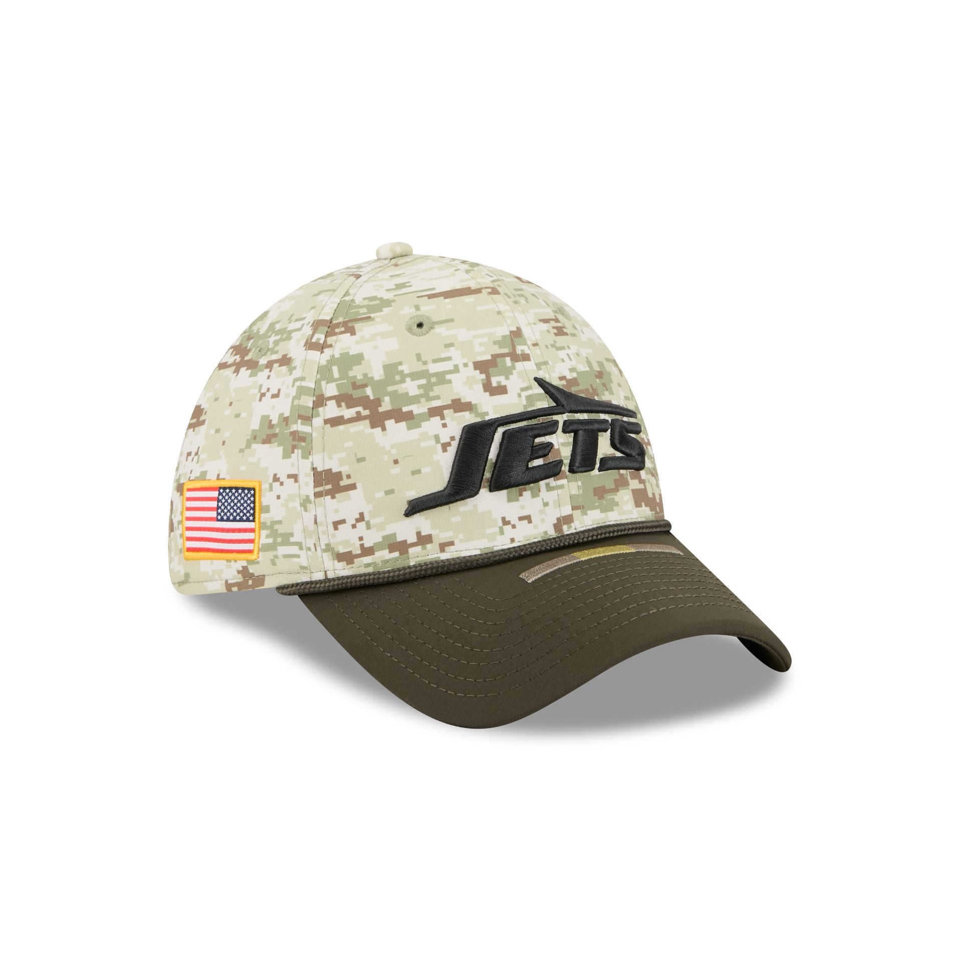 New York Jets 2025 Salute to Service Digi Camo 39THIRTY Stretch Fit Ha ...
