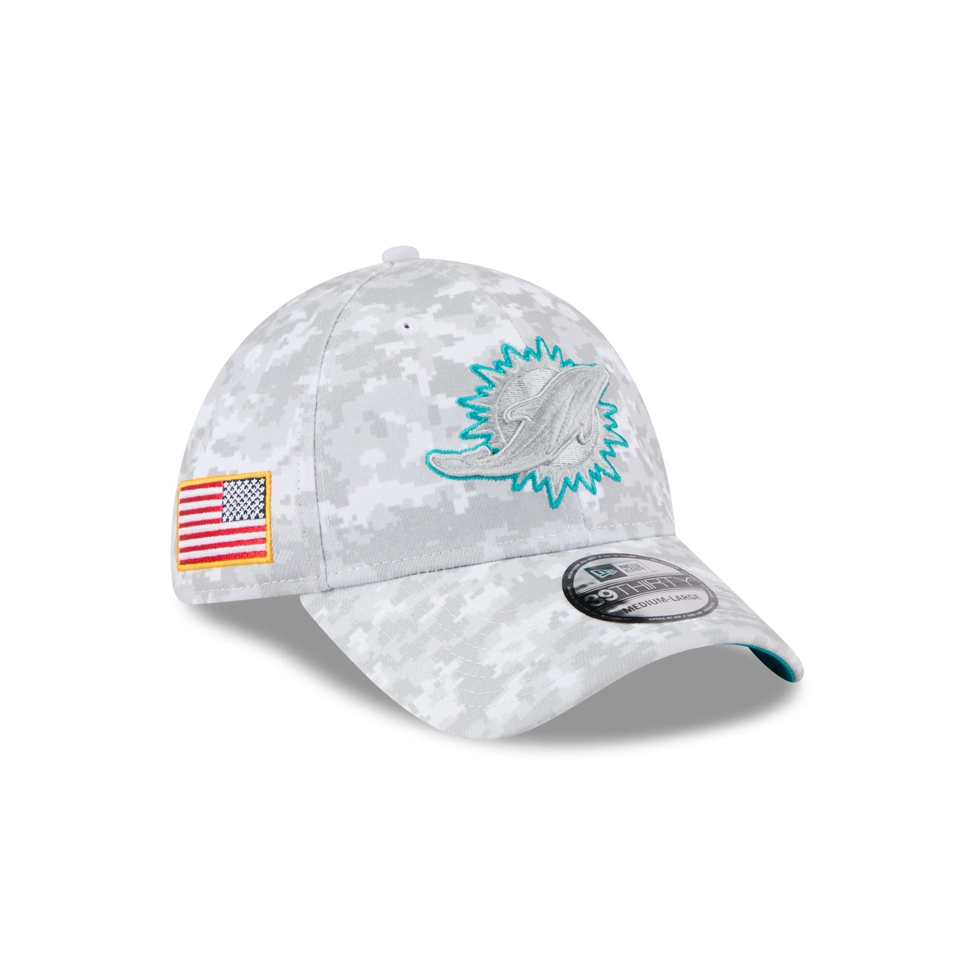 Miami Dolphins 2025 Salute to Service Fan Gear 39THIRTY Stretch Fit Ha ...
