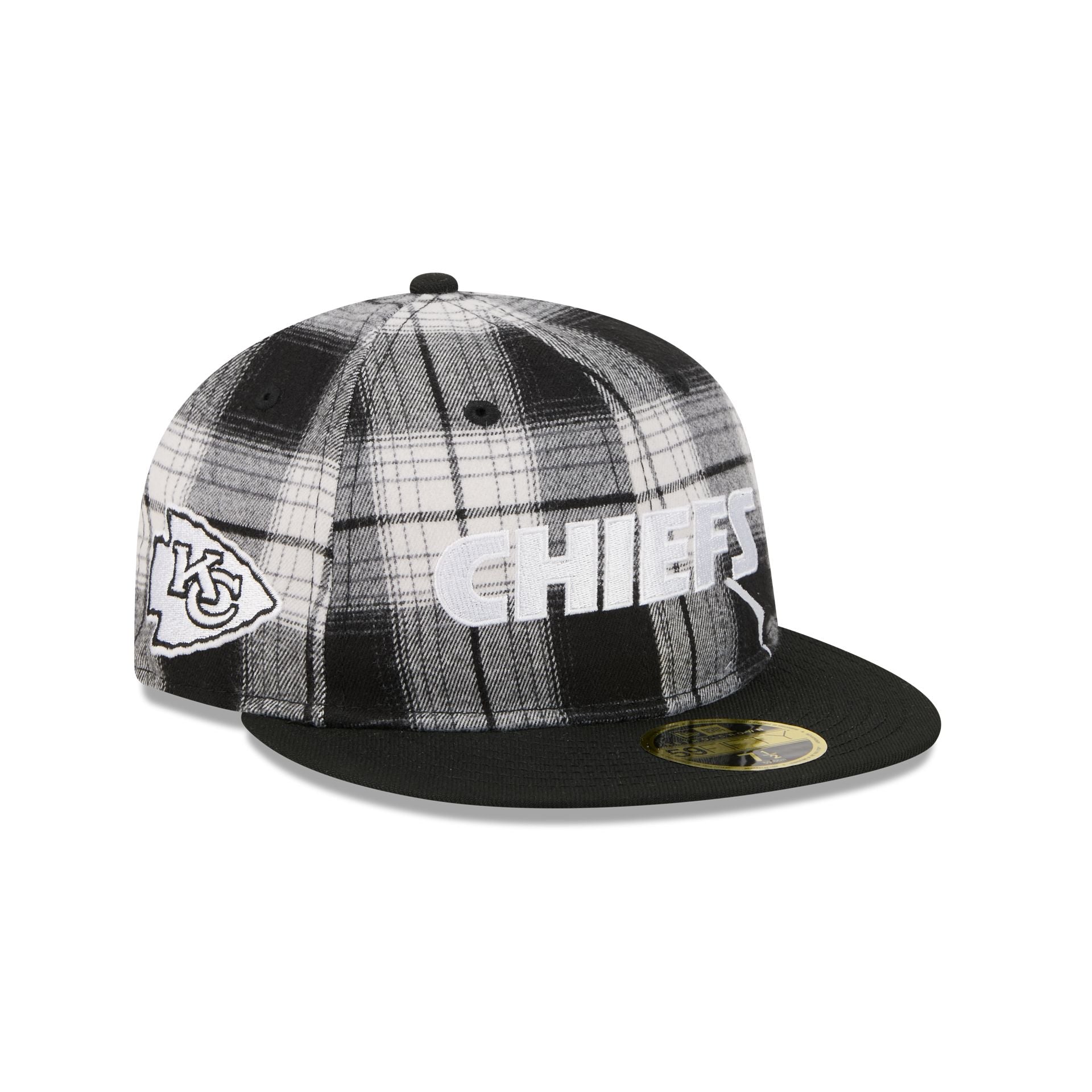 Kansas City Chiefs Grunge Plaid Retro Crown 59FIFTY Fitted Hat – New ...