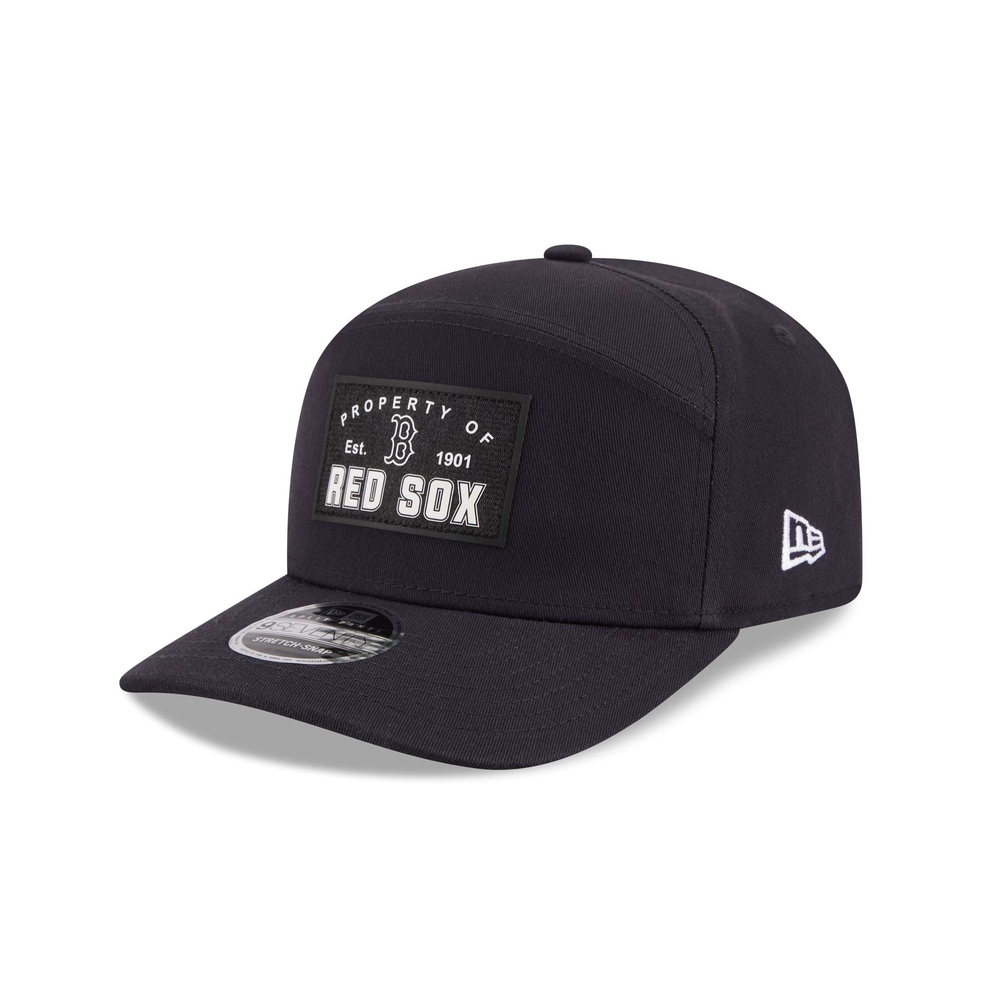 Boston Red Sox Property of Patch Split Panel 9SEVENTY Stretch-Snap Hat ...