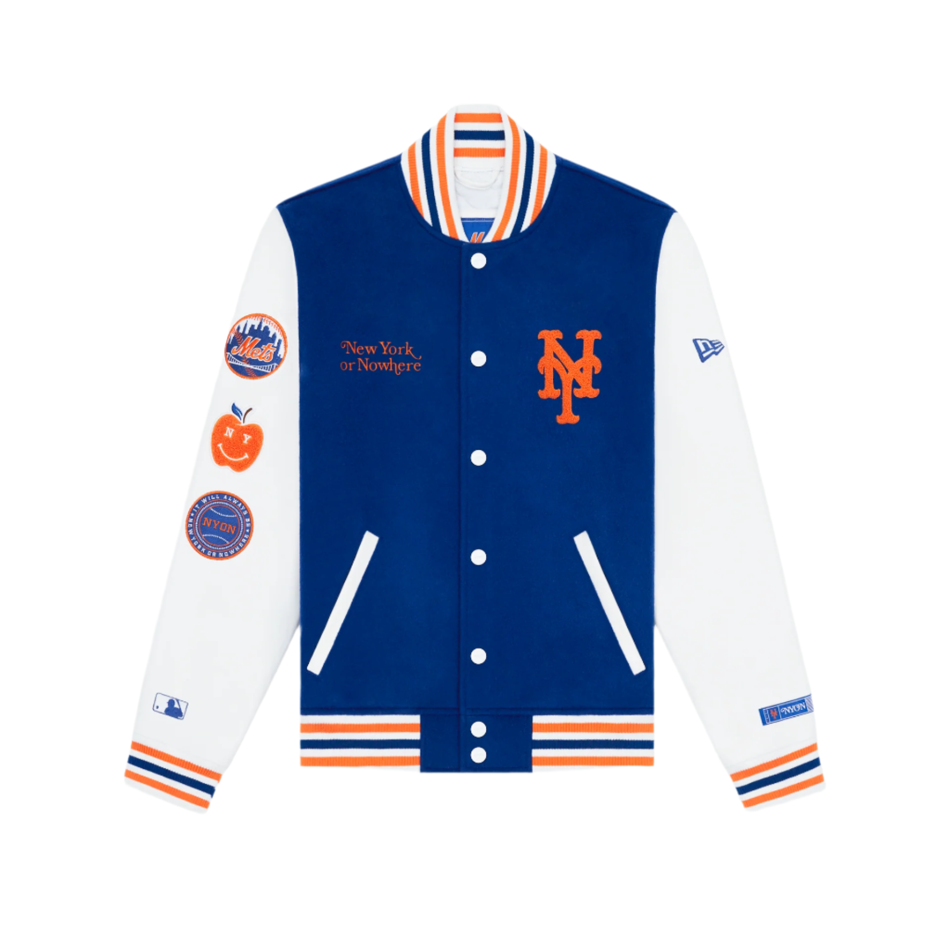 New York or Nowhere x New York Mets Light Royal Motto Varsity Jacket ...